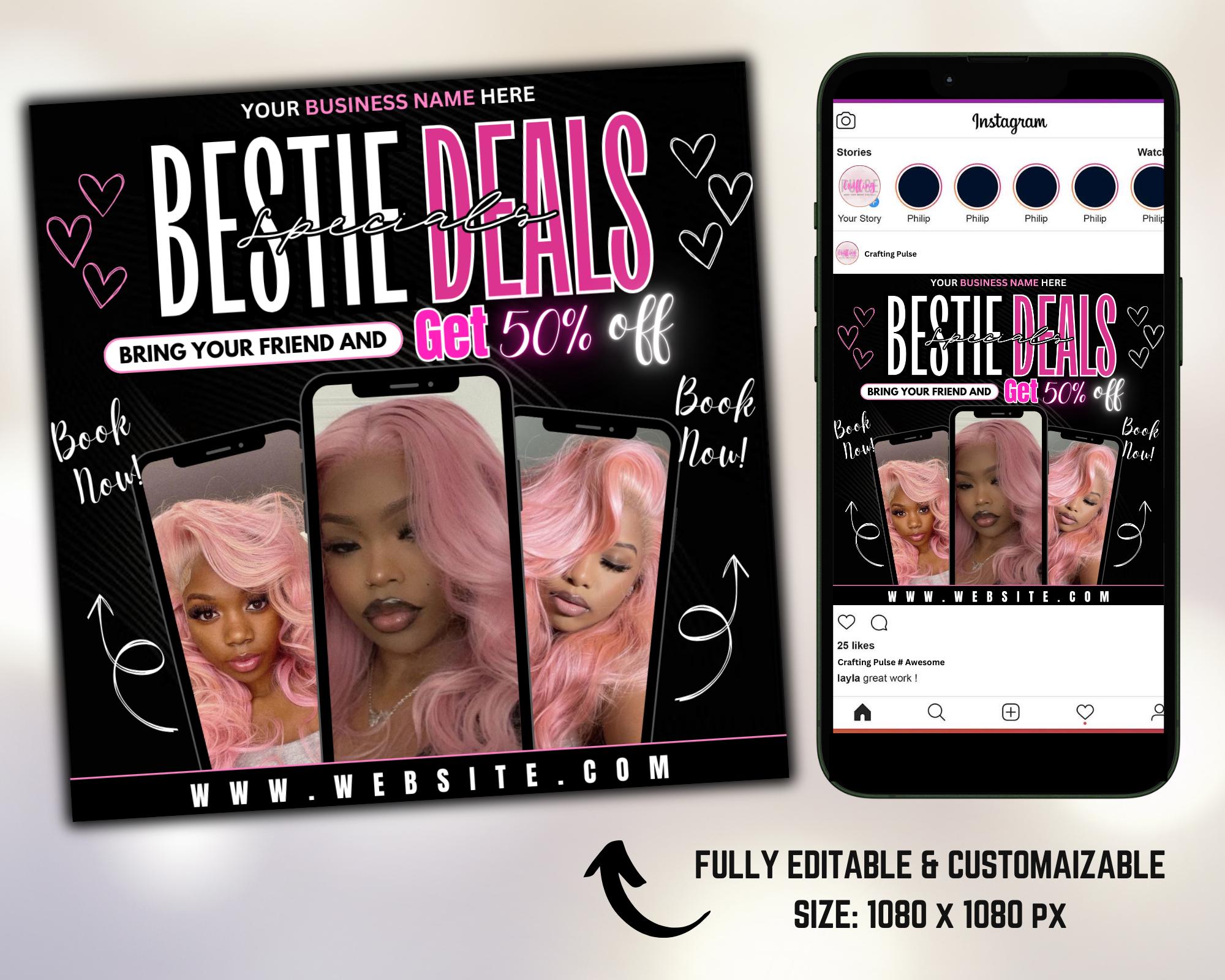 Best Friend Deal Flyer, Bring a Friend Sale Flyer, Bestie Deal Flyer ...