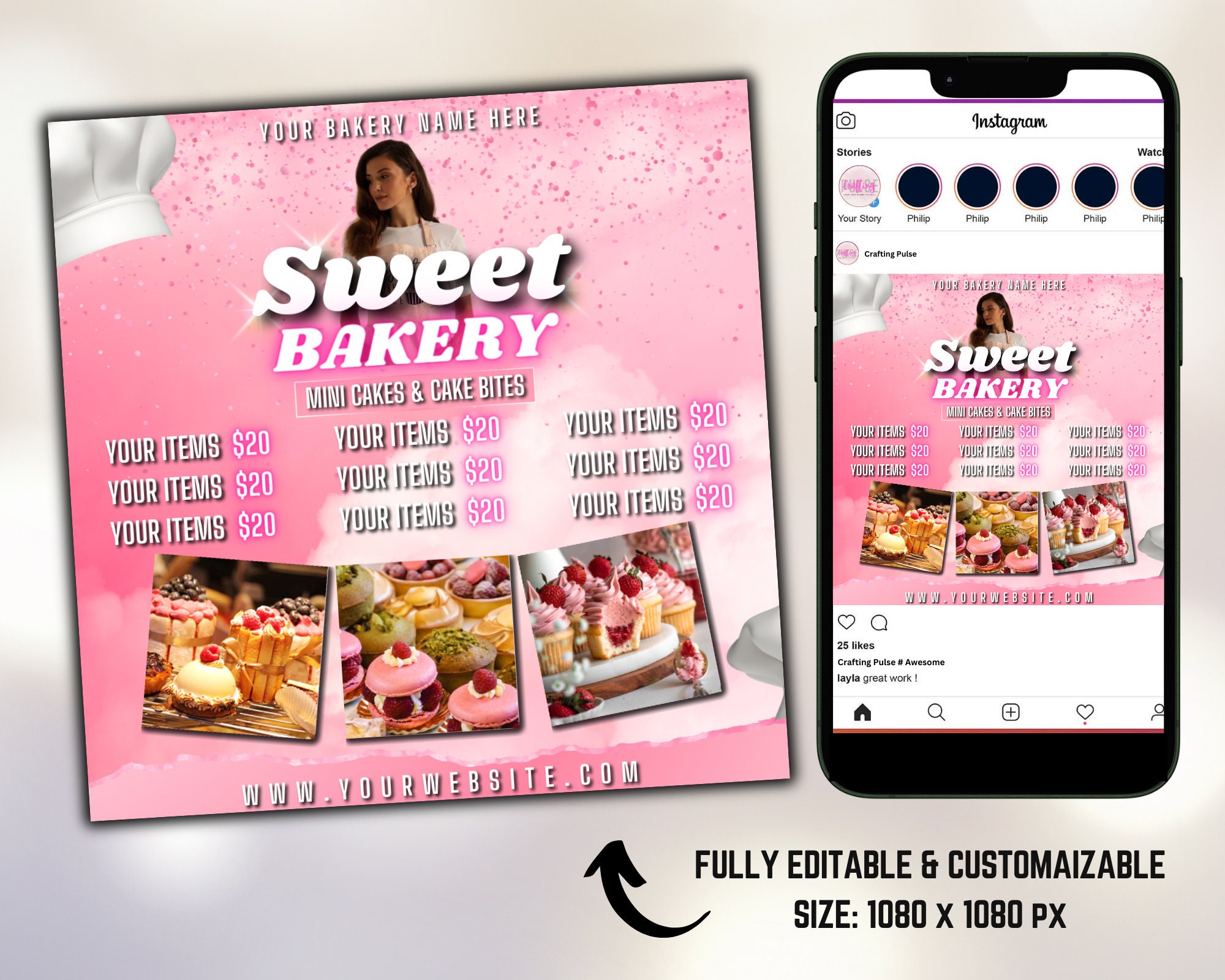 Bakery Flyer, Cake Flyer, Sweet Treats Dessert Flyer, DIY Flyer ...