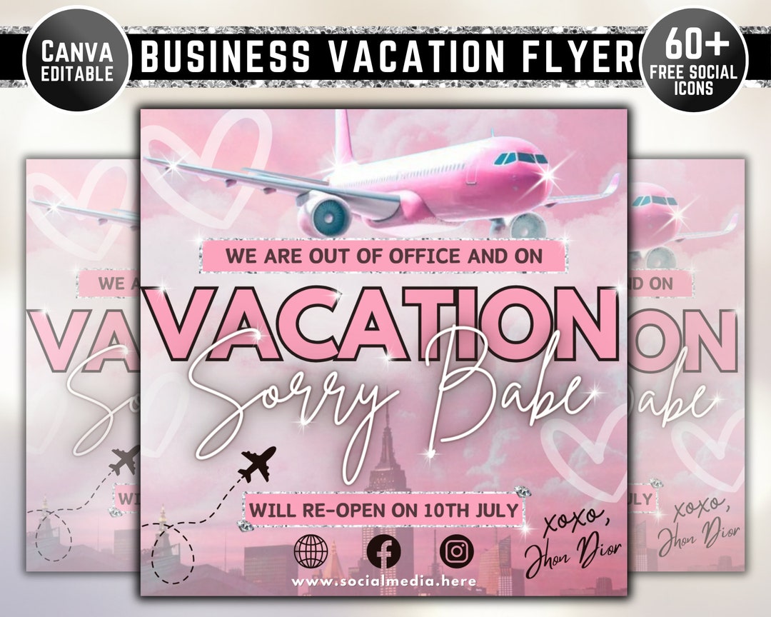 Business Vacation Flyer, Were on Vacation Flyer, Out of Office Flyer ...