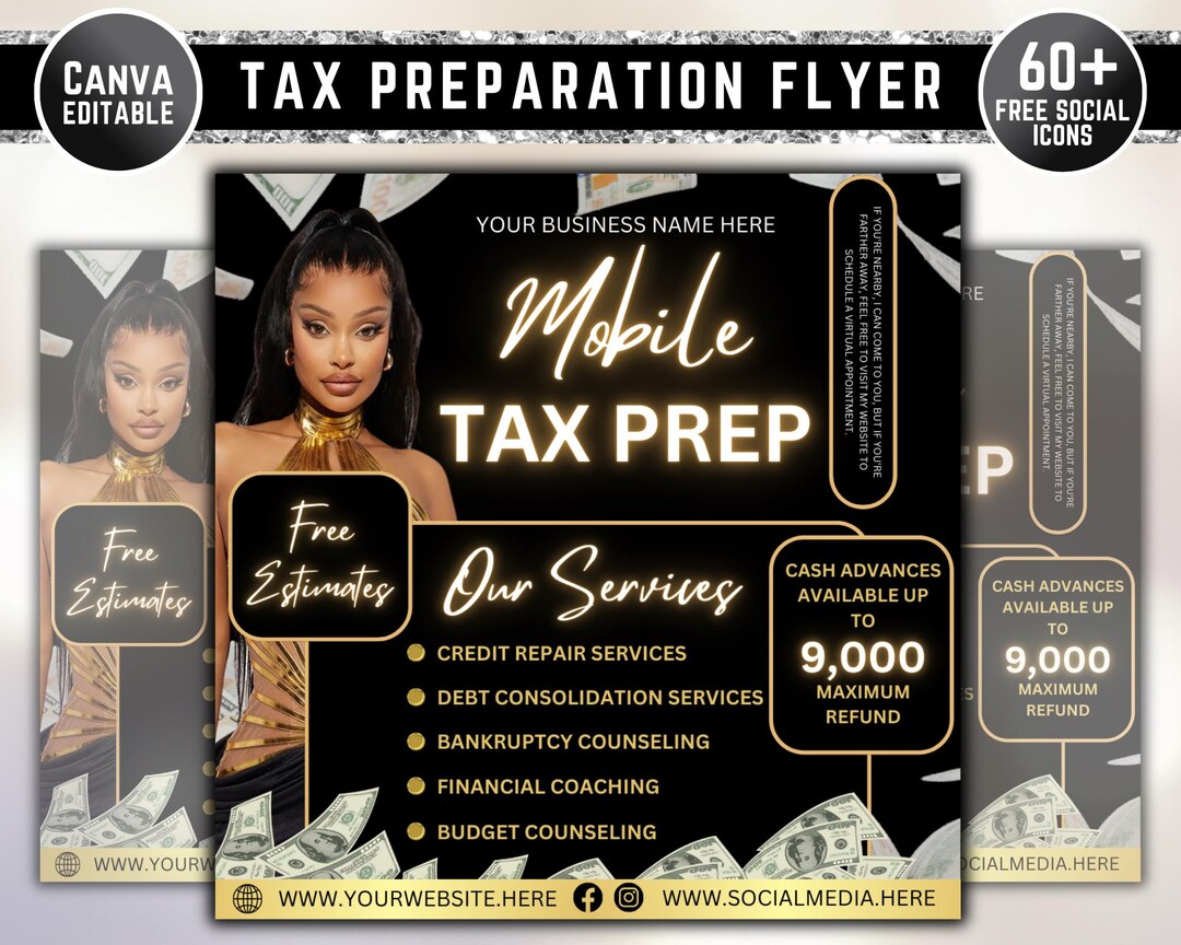 Tax Preparation Flyer, Tax Prep Flyer, Income Tax Preparer Flyer, DIY ...