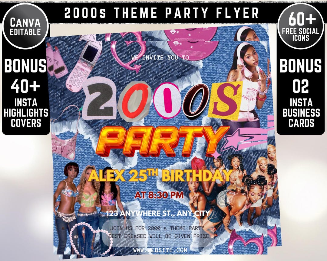 Early 2000s Themed Party Flyer, Retro Birthday Party, House Party ...