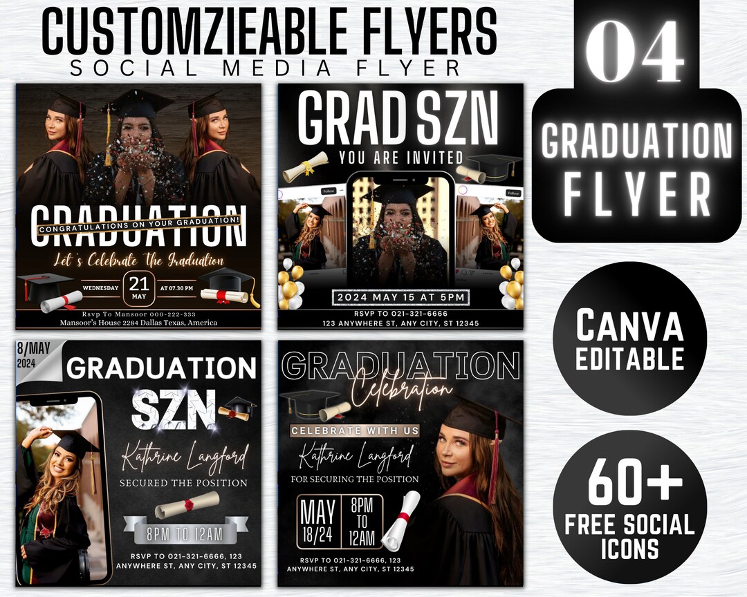 Graduation Flyer Graduation Party Flyer Editable Graduation Invitation ...