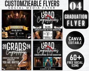 Graduation Flyer, DIY Flyer Template Designs, Grad Announcement Flyer ...