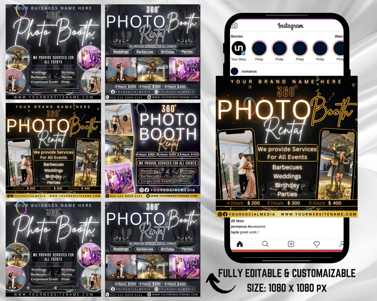 04 360 Photo Booth Rental Flyer, DIY Party Rental Flyer Instagram ...