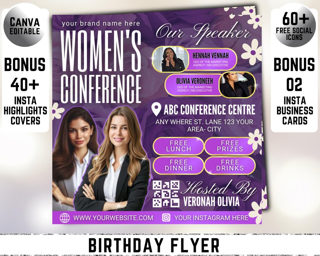 Women Conference Flyer for Canva & Photoshop. Women Empowerment Flyer ...