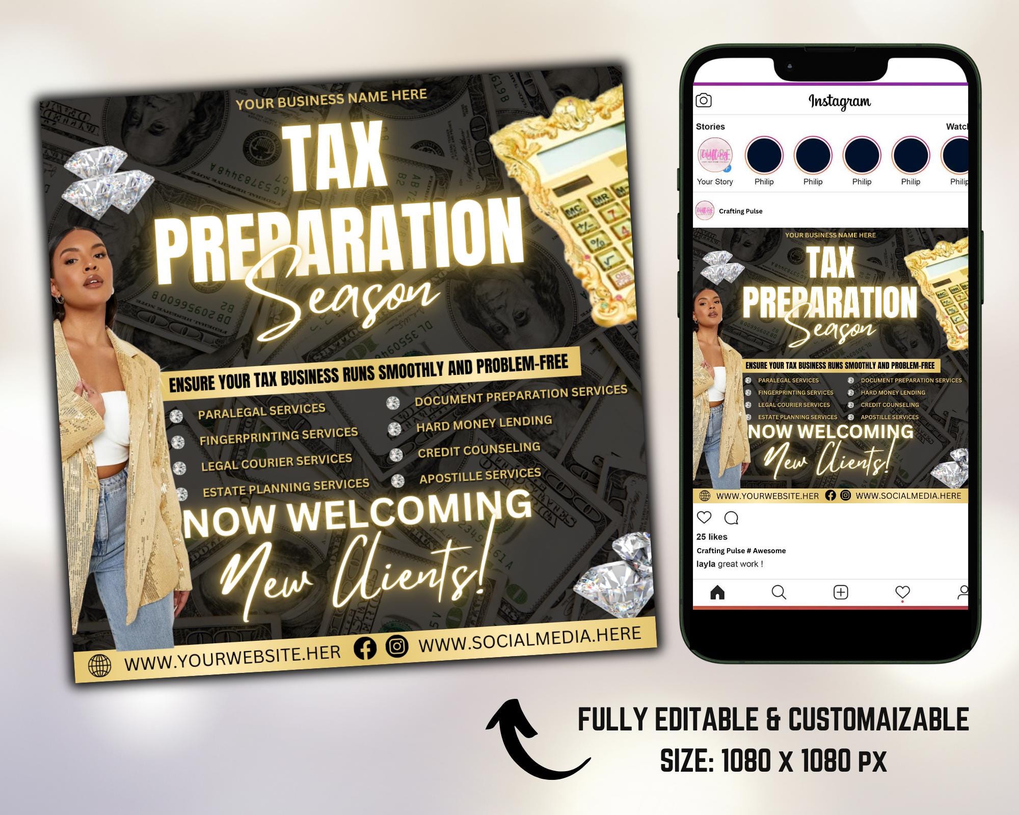 Tax Preparation Flyer, Tax Prep Flyer, Income Tax Preparer Flyer, DIY ...