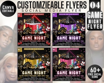 EDITABLE Canva Game Night Flyer, Club Flyer, Night Club, Adult Event ...