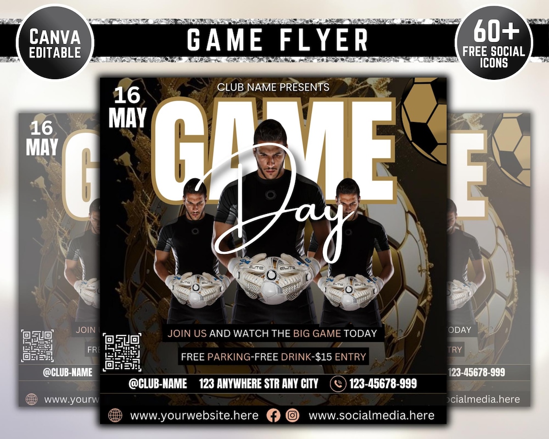 Game Day Football Flyer Template for Canva, Party Flyer, DIY Event ...