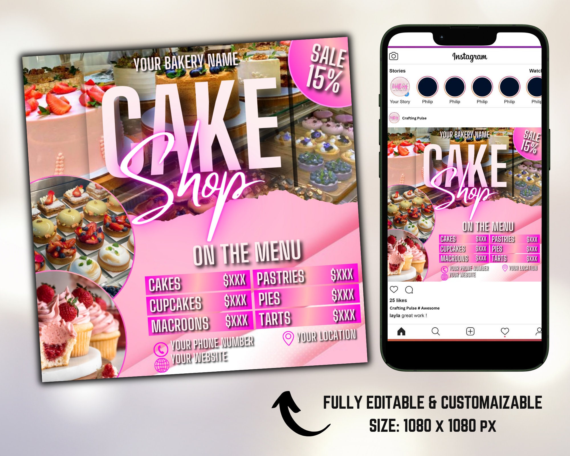Bakery Flyer, Cake Flyer, Sweet Treats Dessert Flyer, DIY Flyer ...