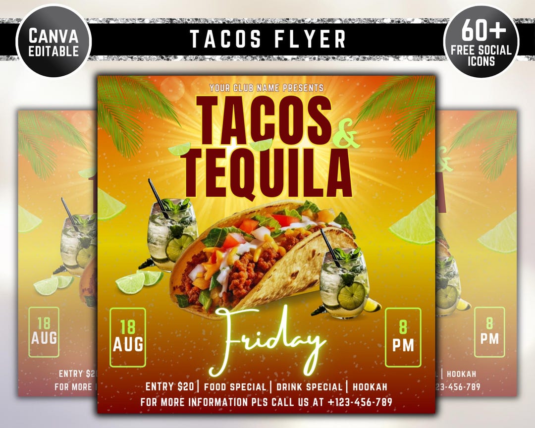 Tacos and Tequila Event Flyer, Club Flyer, Tacos Tuesday, Menu Flyer ...