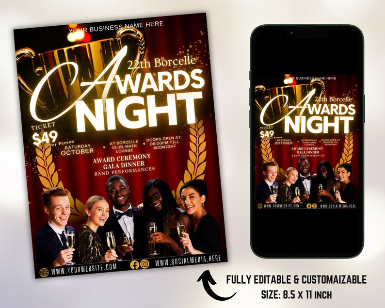 Awards Night Flyer, Business Event Flyer, DIY Flyer Template Design ...