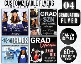 Graduation Flyer, DIY Flyer Template Designs, Grad Announcement Flyer ...