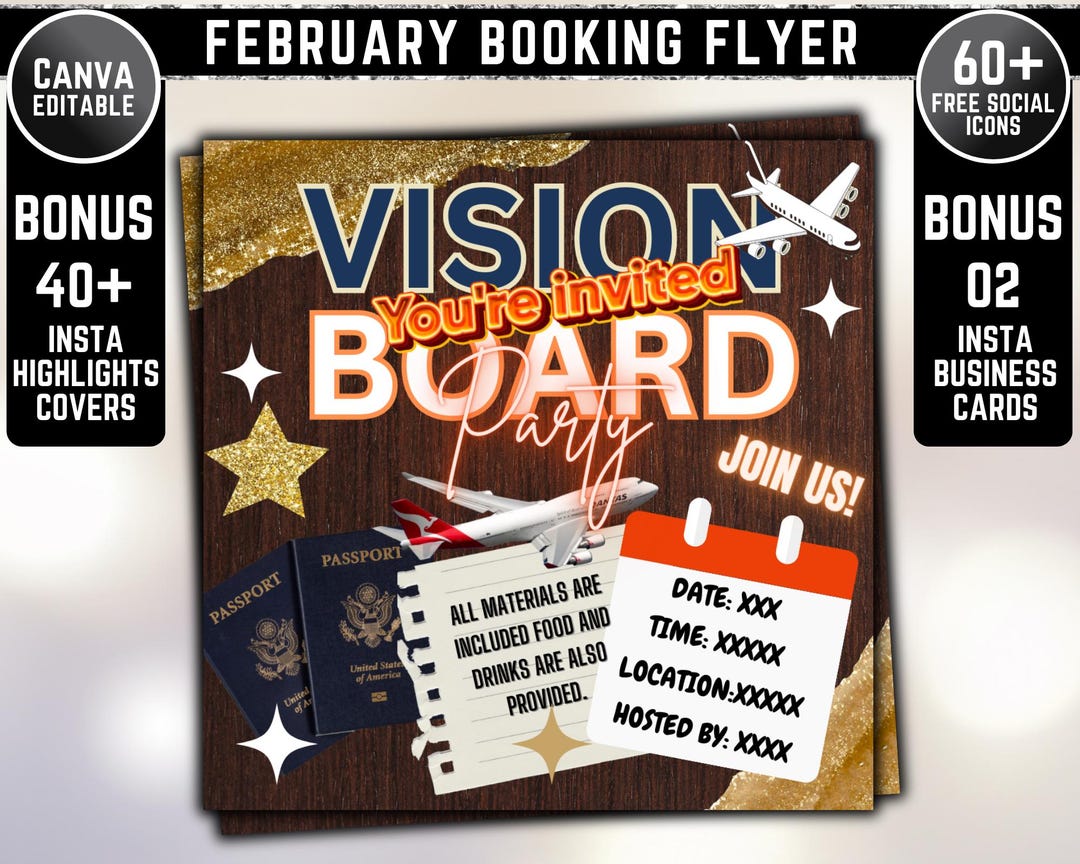 Vision Board Flyer, Vision Board Party Flyer,manifesting Event Flyer ...