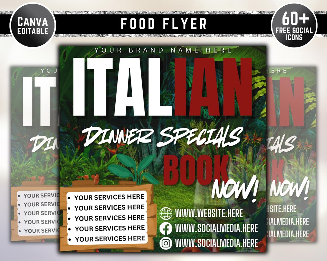 Italian Food Flyer, Dinner Special Flyer, Food Flyer, Soul Food Menu ...
