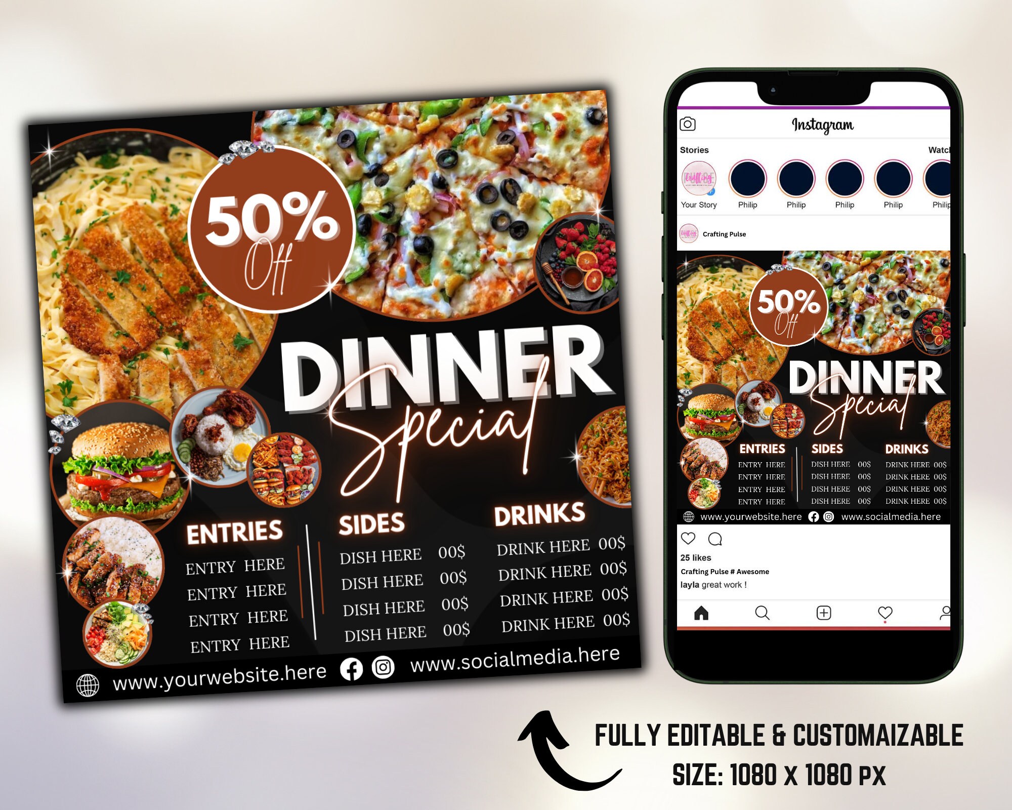 Dinner Sale Flyer, Dinner Menu, Dinner Special, Flyer for Restaurant ...