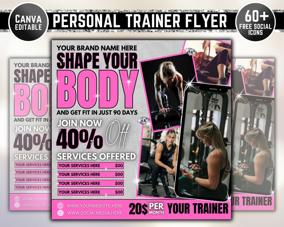 Personal Trainer Flyer, Gym Fitness Instructor Flyer, DIY Flyer ...