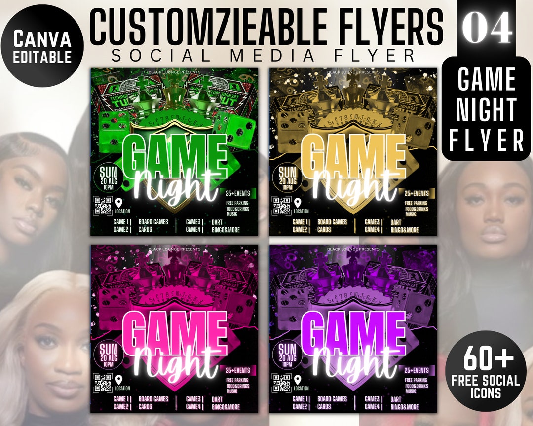 Game Night Flyer Bundle, Club Flyer, Night Club, Adult Event Flyer ...