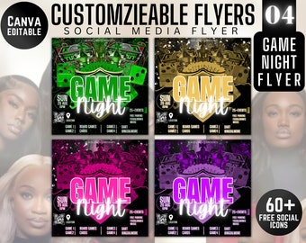 EDITABLE Canva Game Night Flyer, Club Flyer, Night Club, Adult Event ...