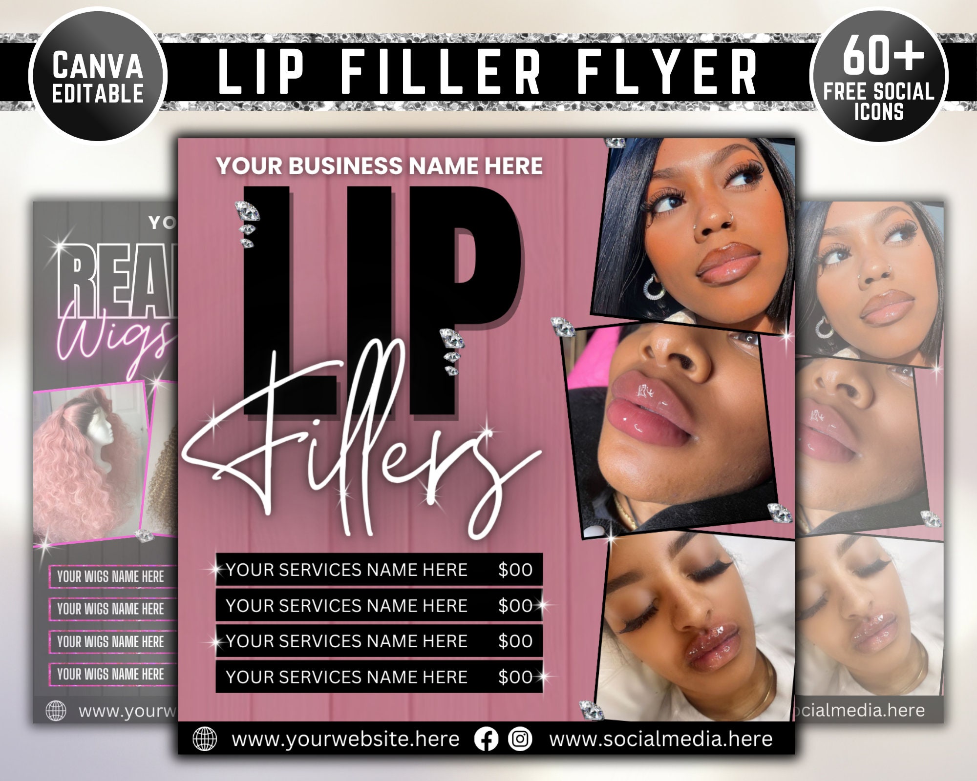 Lip Fillers Flyer, Botox Fillers Instagram Post, Digital Templates Lip ...