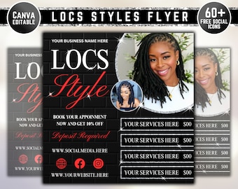 Locs and Styles Flyer, Barbershop, Loc Retwist, Editable on Canva ...