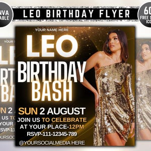 Leo Birthday Flyer, Birthday Flyer, Leo Bash Flyer, Party Flyer ...