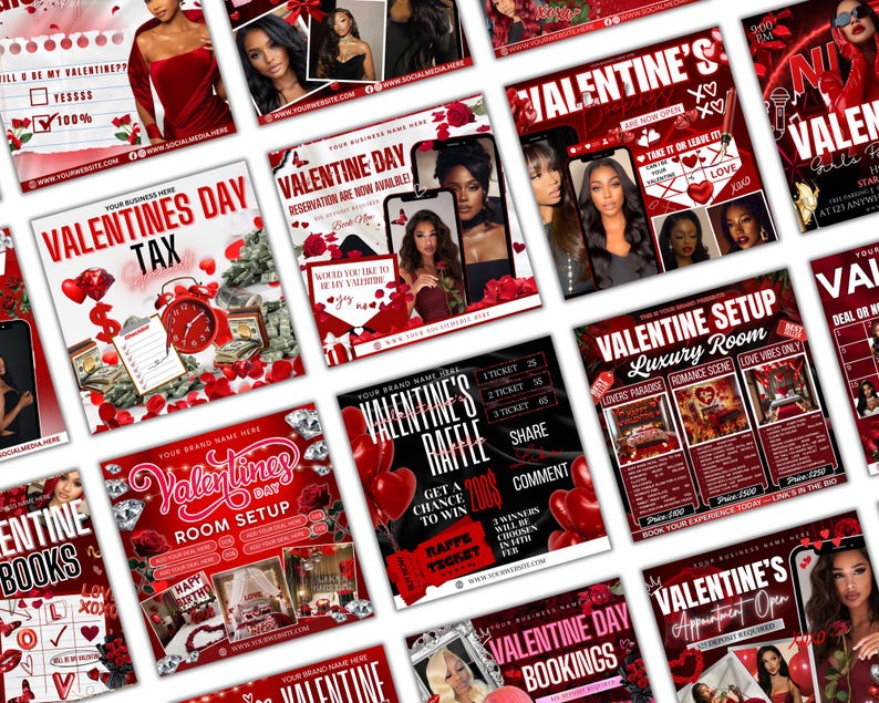 Valentine's Day Booking Flyer: Hair, Lashes, Nails - DIY Canva Template ...