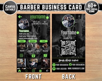 2024 Instagram Barbershop Business Card Template, Editable Black Gold ...