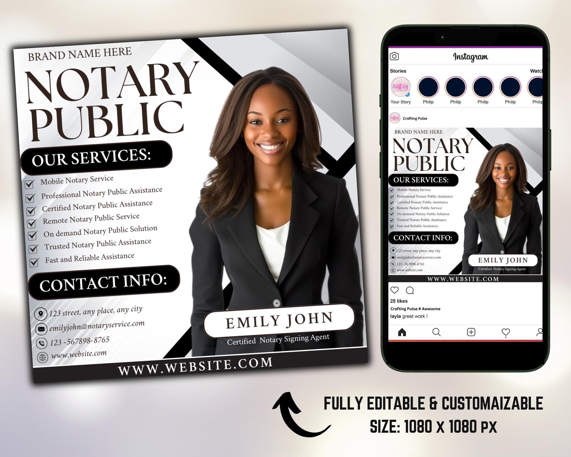 Notary Services Flyer, DIY Flyer Template Design, Notary Public Flyer ...