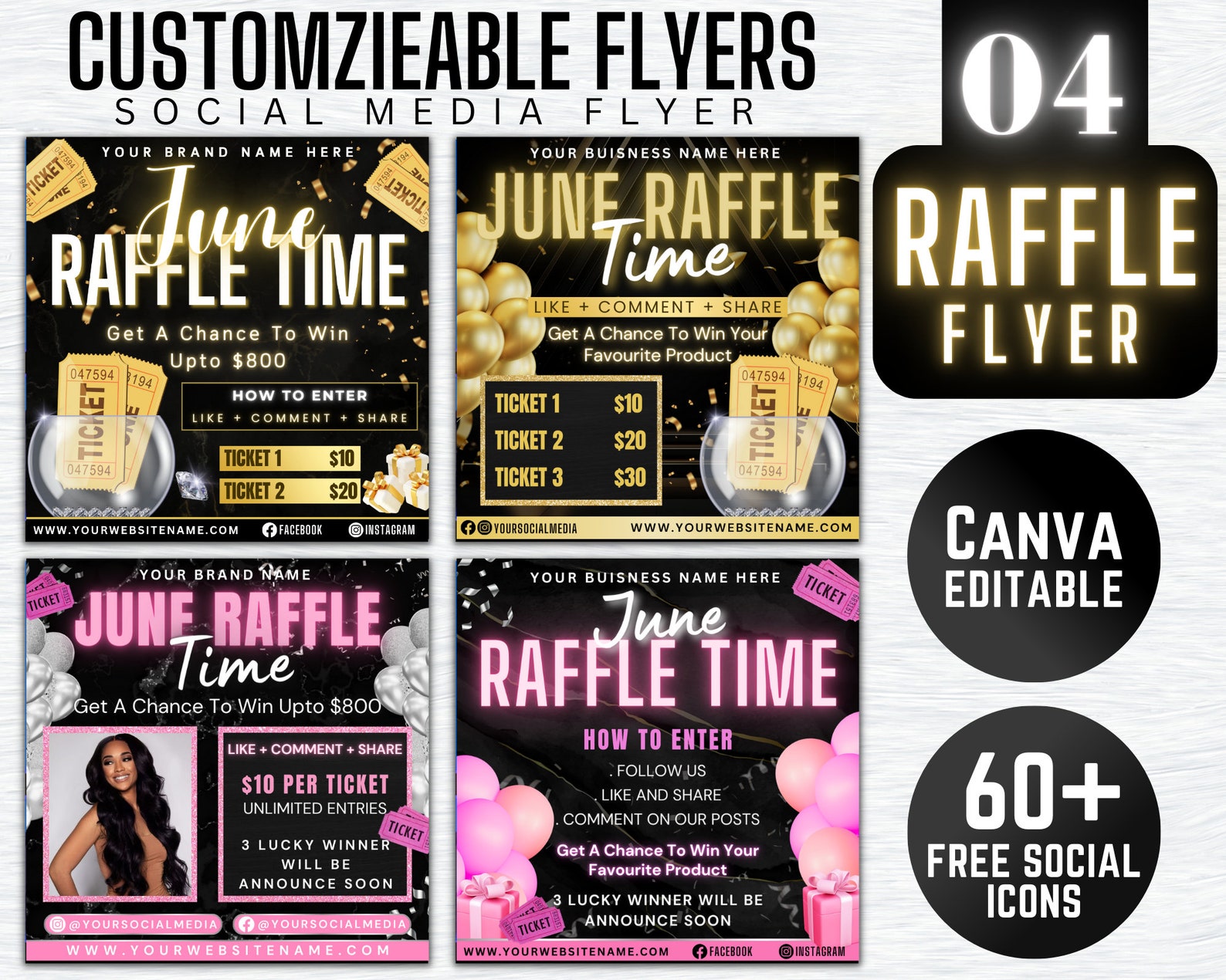 Raffle Flyer, DIY Giveaway Flyer, Raffle Ticket Flyer, Prize Flyer ...