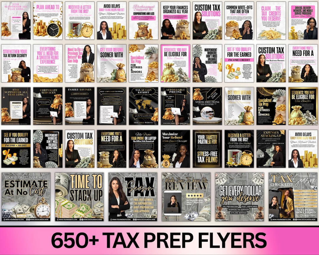 Tax Prep Service Flyers, 2026, Editable Canva Template - Etsy