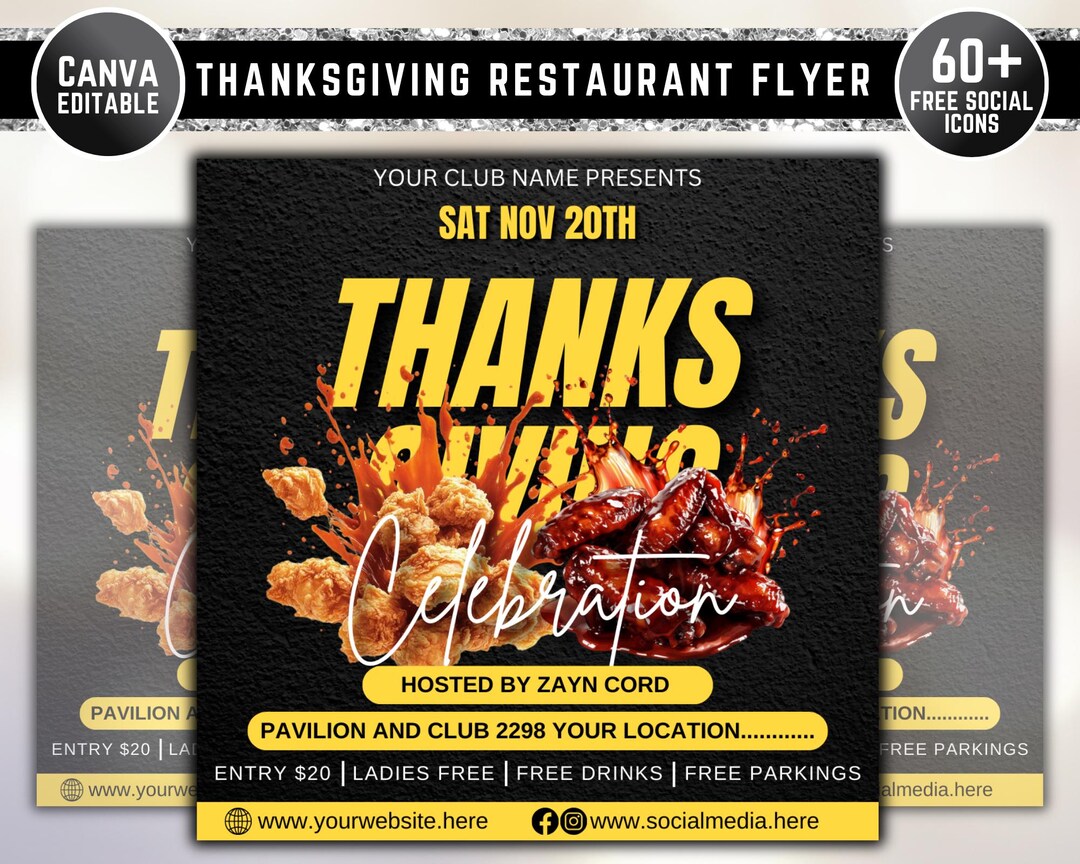 Thanksgiving Party Flyer, Thanksgiving Club Invite, Friendsgiving ...