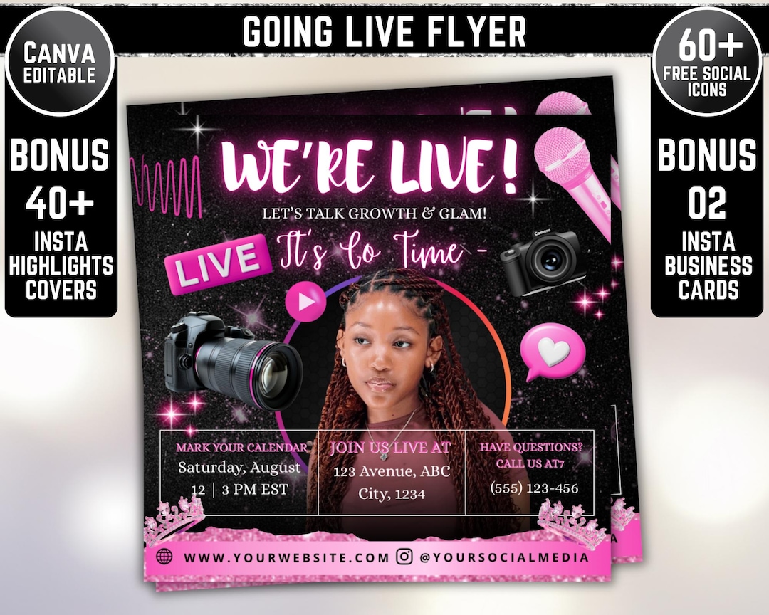 Going Live Flyer, DIY Flyer Template Design, Livestream Flyer, Client ...