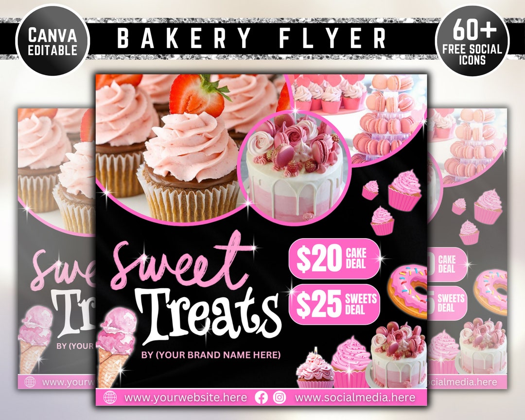Bakery Flyer, Cake Flyer, Sweet Treats Dessert Flyer, DIY Flyer ...