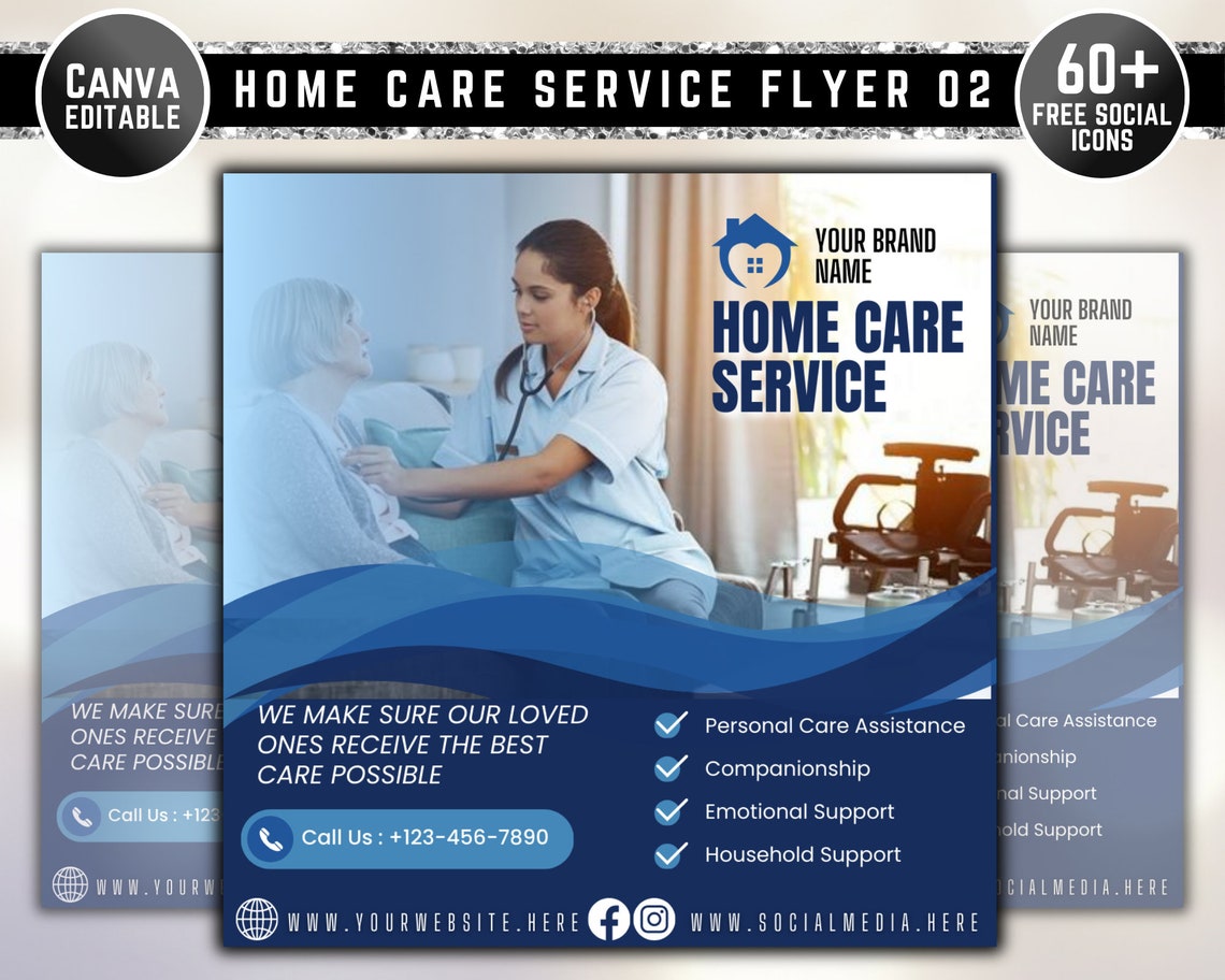 Home Care Service Flyer, Home Health Care Flyer, Home Care Assistance ...