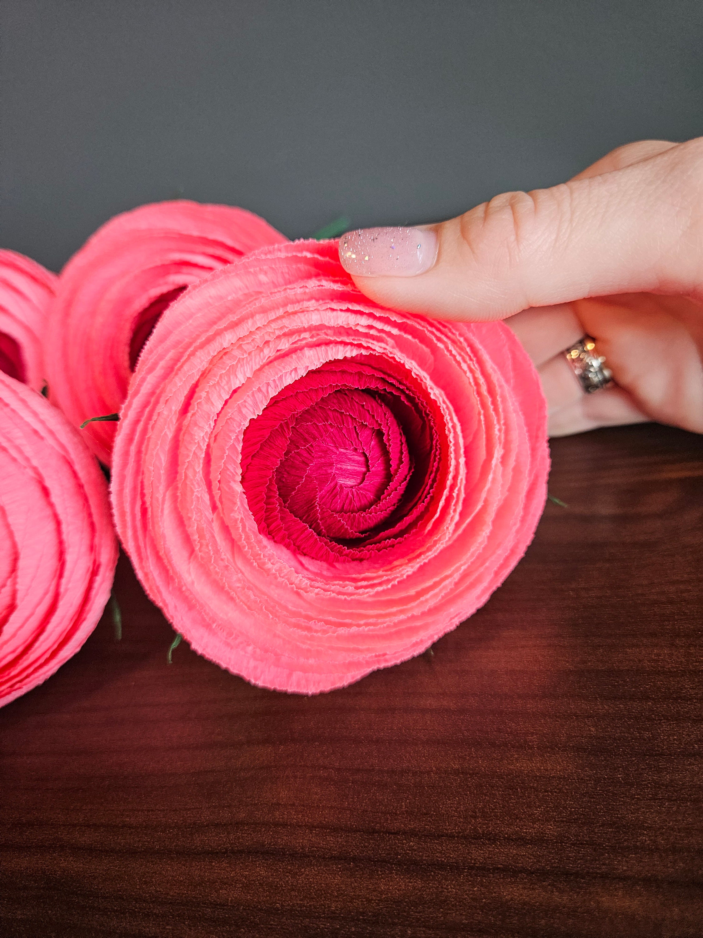 Ranunculus Paper Flowers Red Peach Fake Flower Bouquet - Etsy