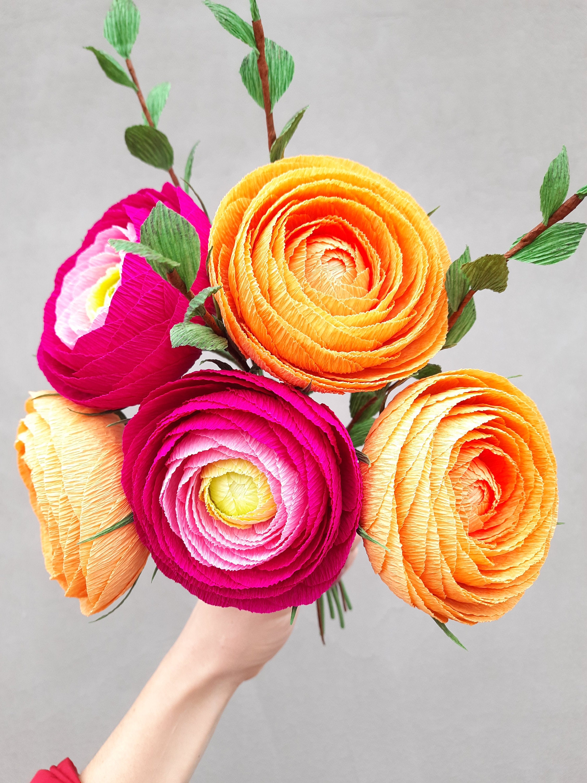Ranunculus Paper Flowers, Fake Flower Bouquet, Artificial Floral ...