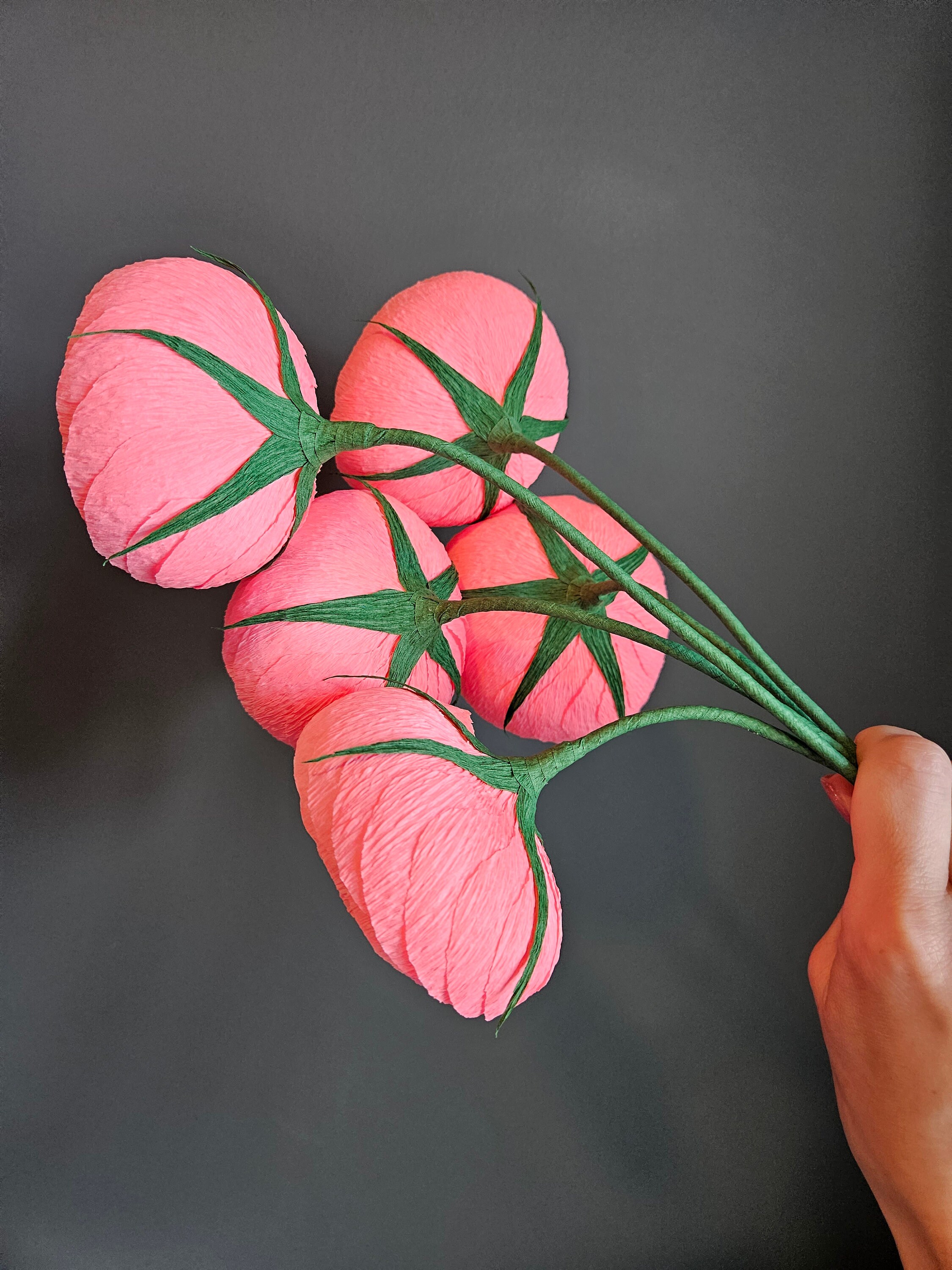 Ranunculus Paper Flowers Red Peach Fake Flower Bouquet - Etsy