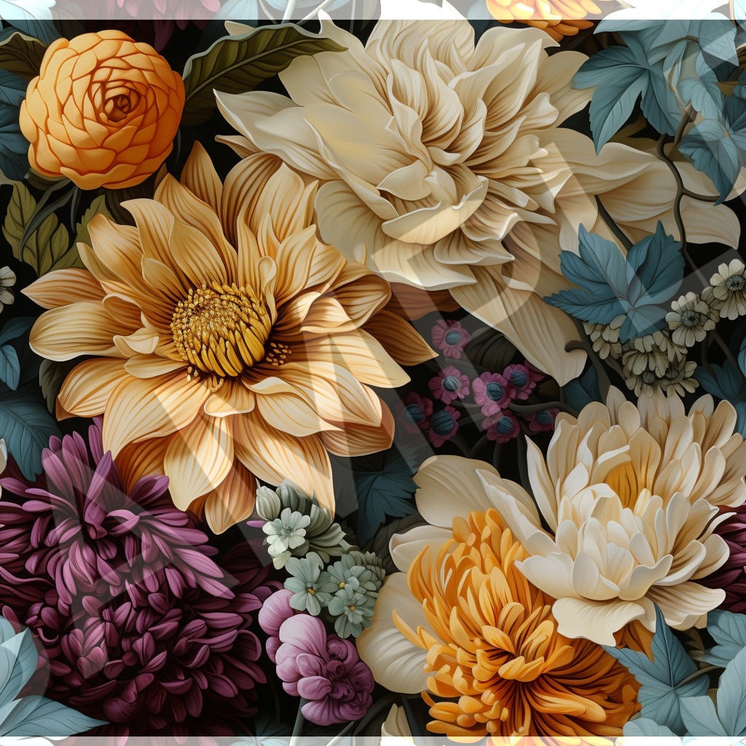 Photorealistic Sunflower Seamless Pattern in Yellow, Lavender, and Mint ...