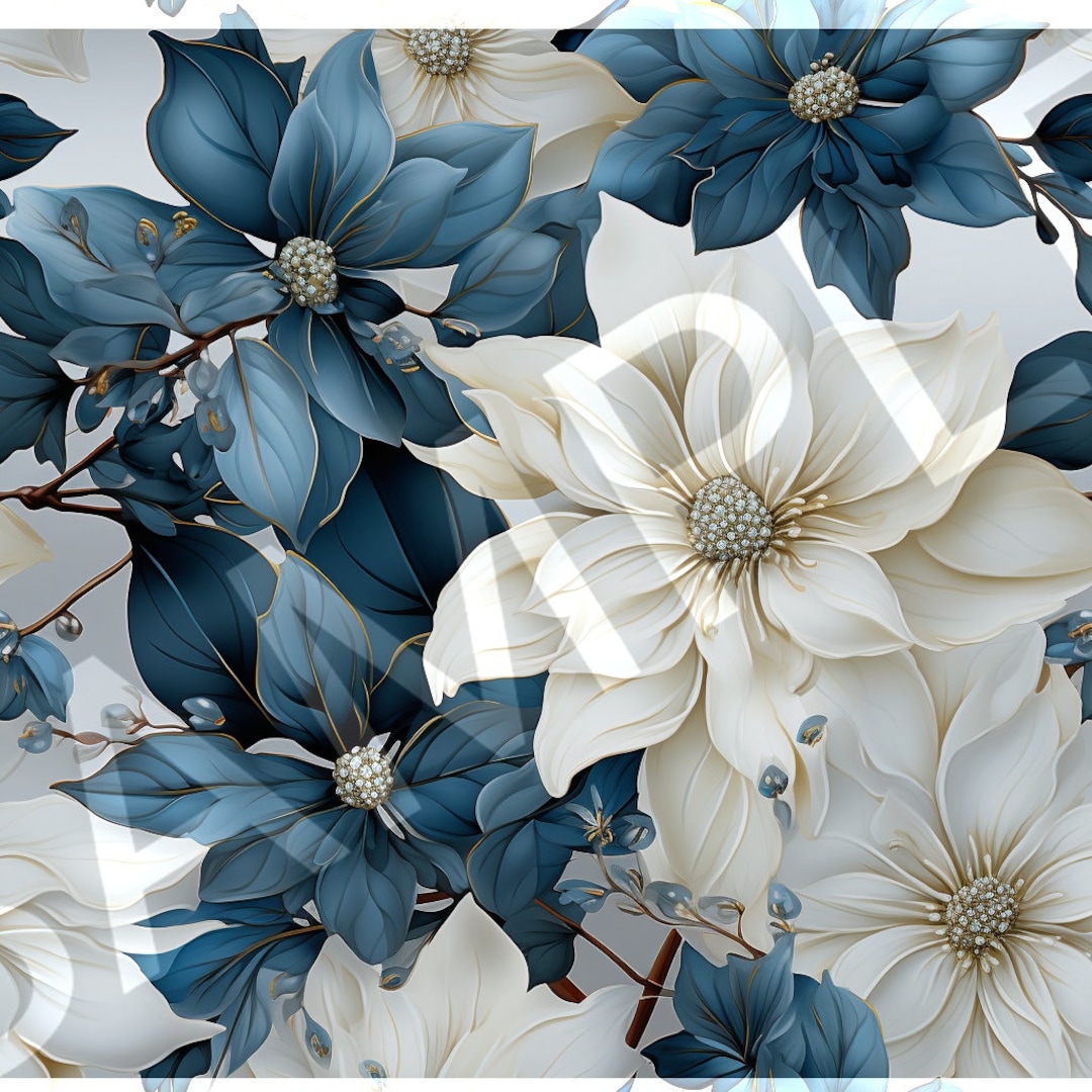 Snow White, Crystal Blue & Silver Photorealistic Winter Seamless ...