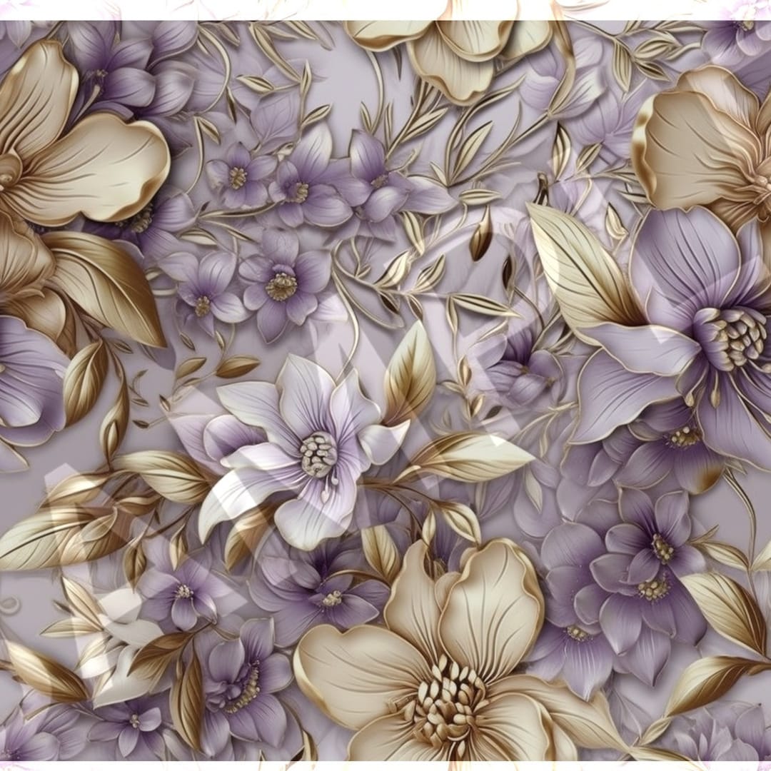 Seamless Lavender & Ivory Floral Pattern - Photorealistic Vintage ...