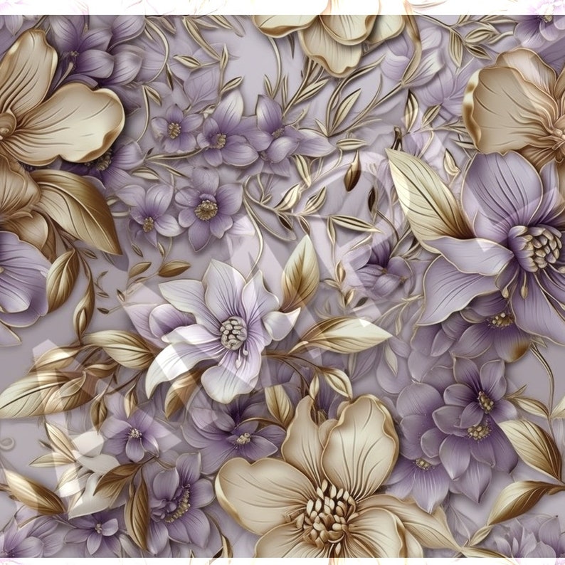 Seamless Lavender & Ivory Floral Pattern - Photorealistic Vintage ...
