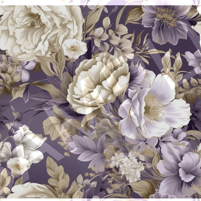 Lavender & Ivory Photorealistic Floral Seamless Pattern - Digital Etsy ...