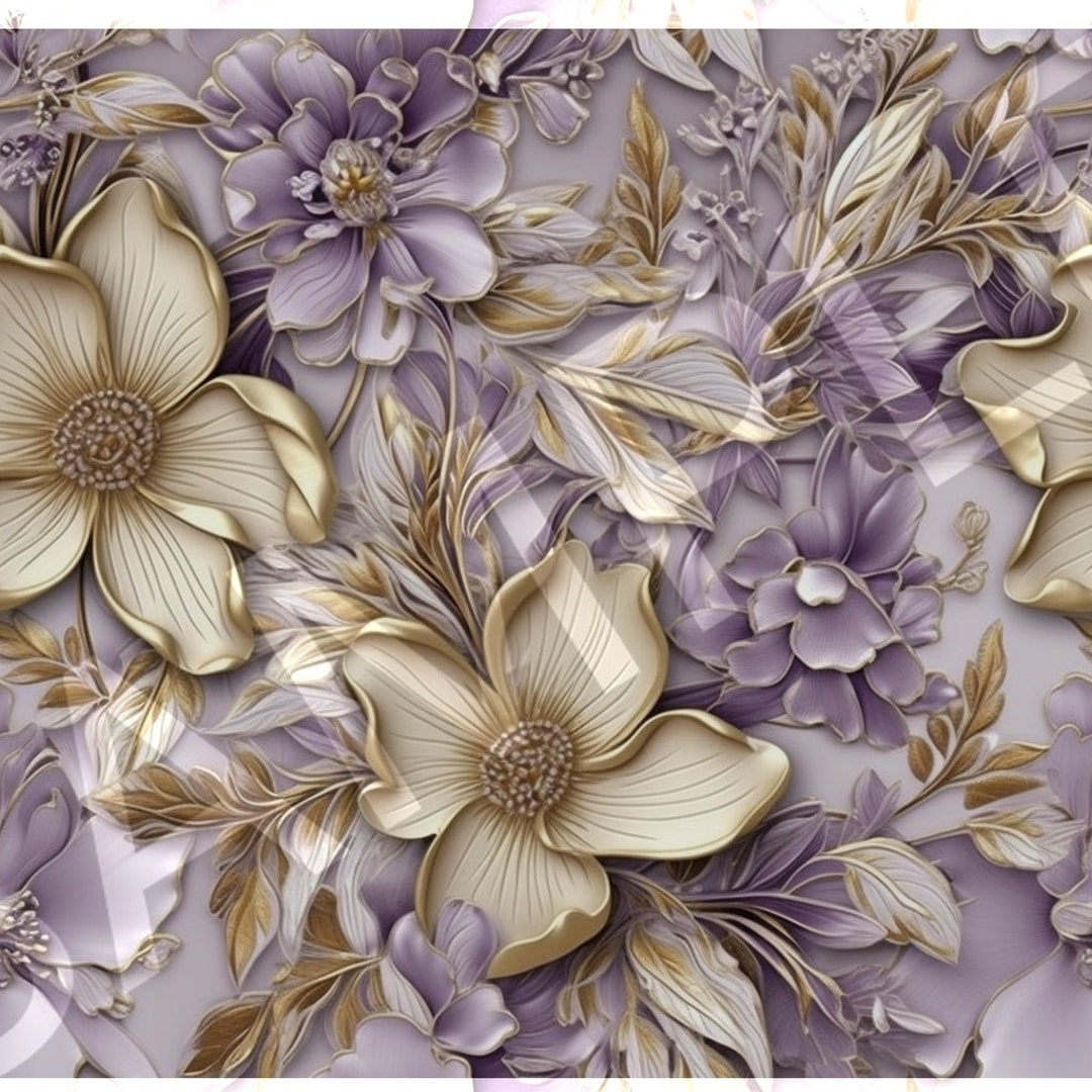 Seamless Photorealistic Lavender & Ivory Floral Pattern Digital Art ...