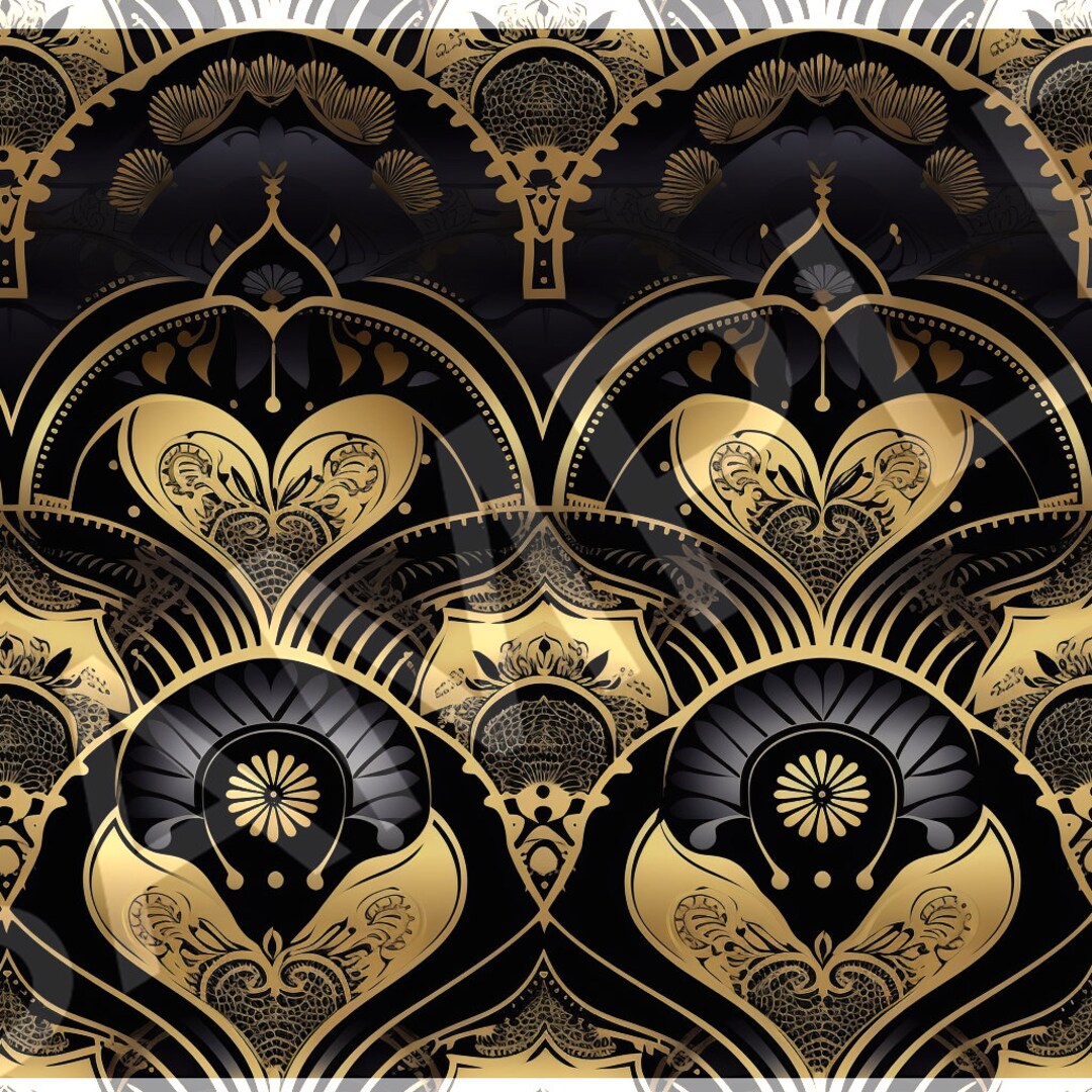 Great Gatsby Style Digital Pattern - Gold and Black Elegance - Etsy