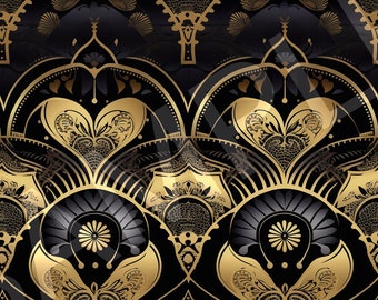 Great Gatsby Style Digital Pattern - Gold and Black Art Deco Design ...