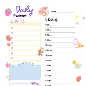 Undated Daily Planner | Digital Download| Kawaii - Etsy