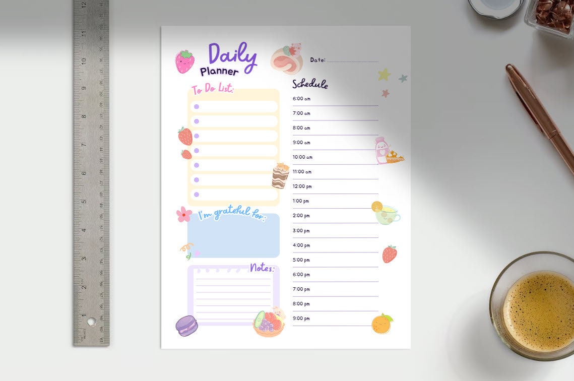 Undated Daily Planner | Digital Download| Kawaii - Etsy