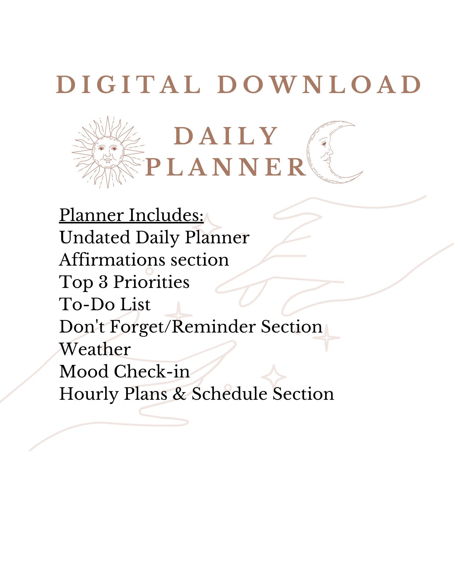 Undated Daily Planner | Digital Download | Cosmic Chic - Etsy