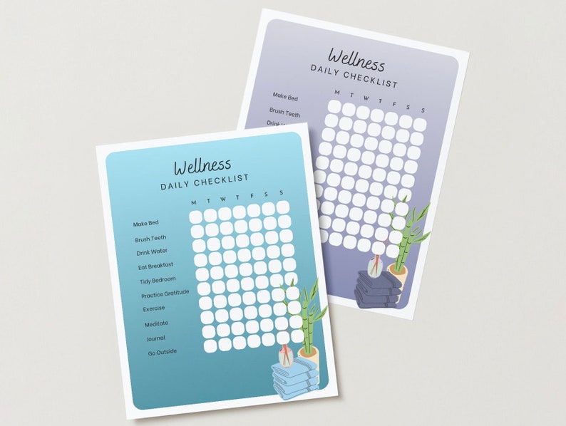 Daily Wellness Habit Tracker - Etsy