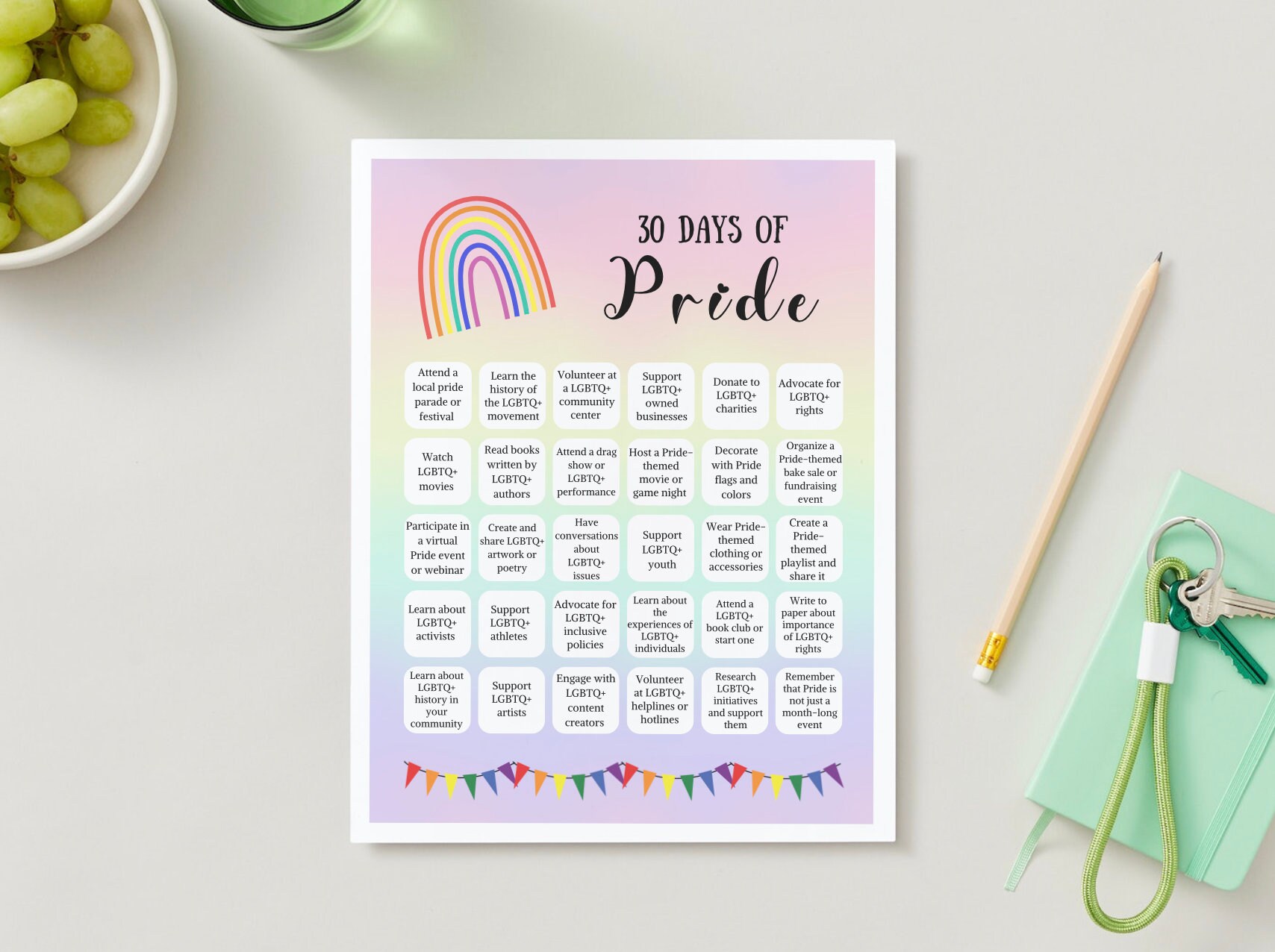 30 Days of Pride Month Activity Sheet - Etsy